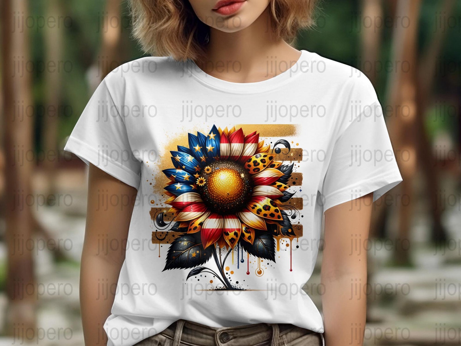 4th of July PNG, American Flag Sunflower, Patriotic Sunflower Art, USA ...