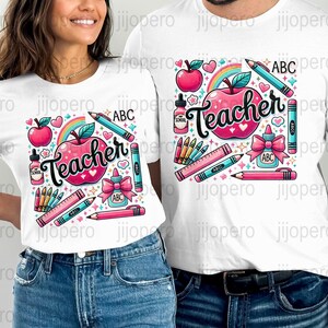 Back to School PNG, Teacher Apple Rainbow Pencils Digital Clipart ...