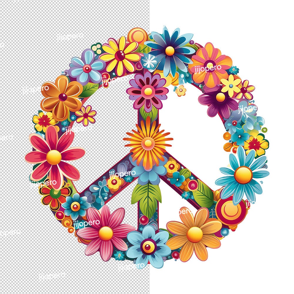 Hippie Flower Png Peace Sign Png Digital Download - Etsy