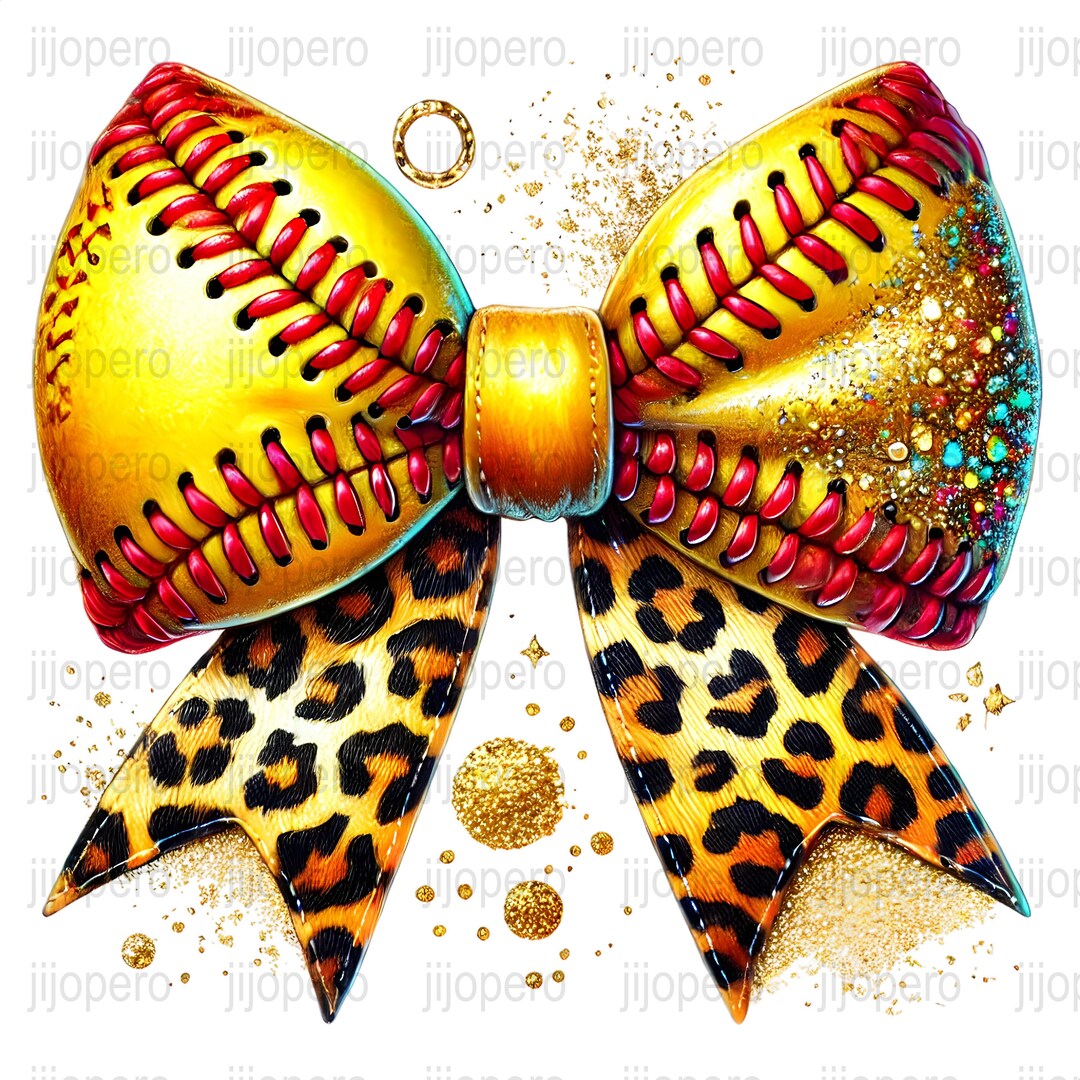 Baseball Softball Bow Leopard Print PNG, Digital Download, Sports ...