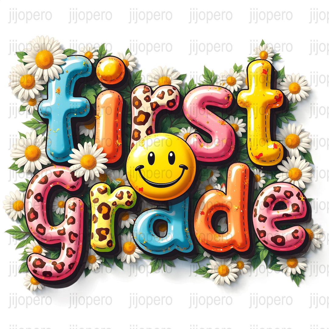 First Grade PNG Printable, Back to School Digital Art, Classroom Decor ...