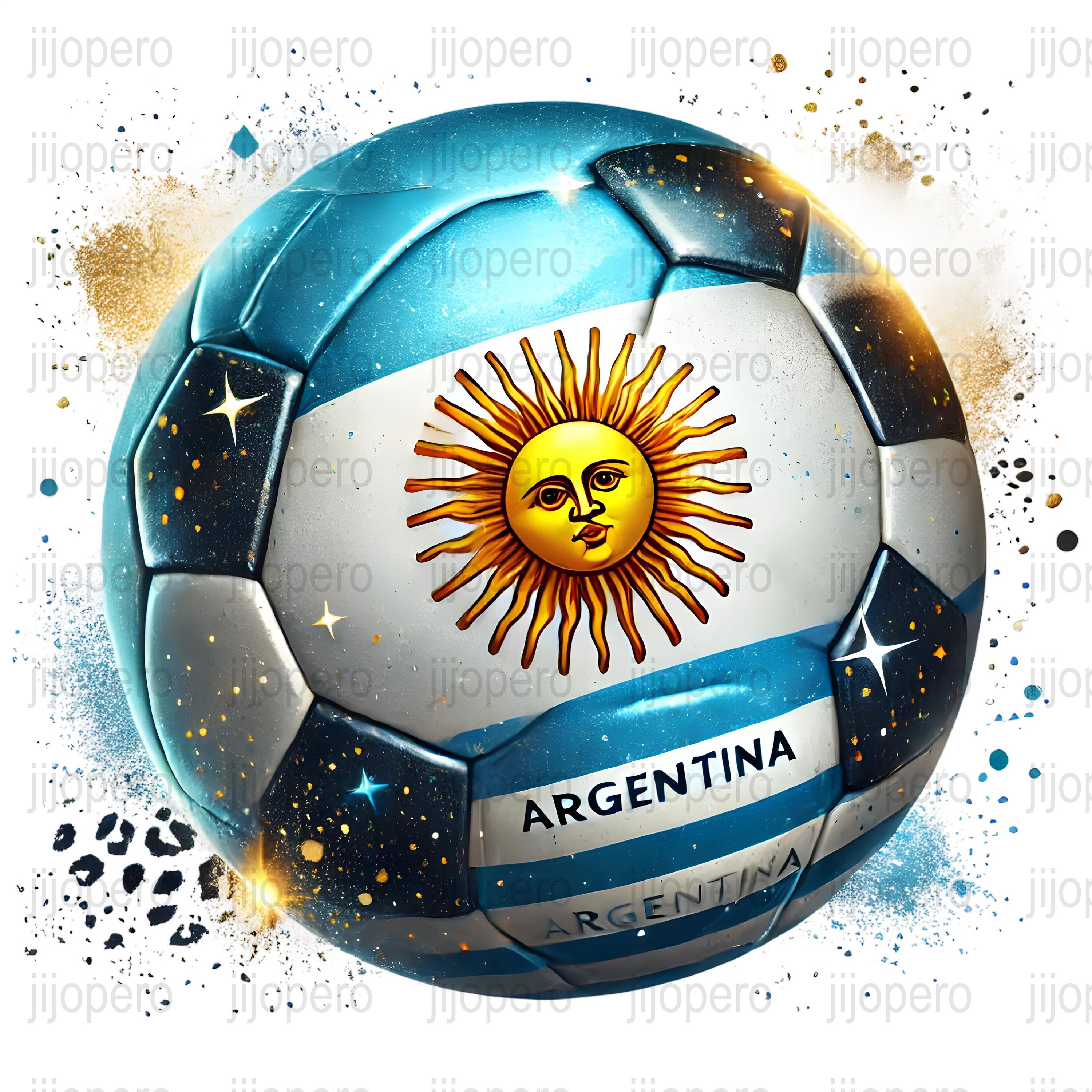 Argentina Soccer Ball Digital Art PNG, Sun Emblem Sports Illustration ...