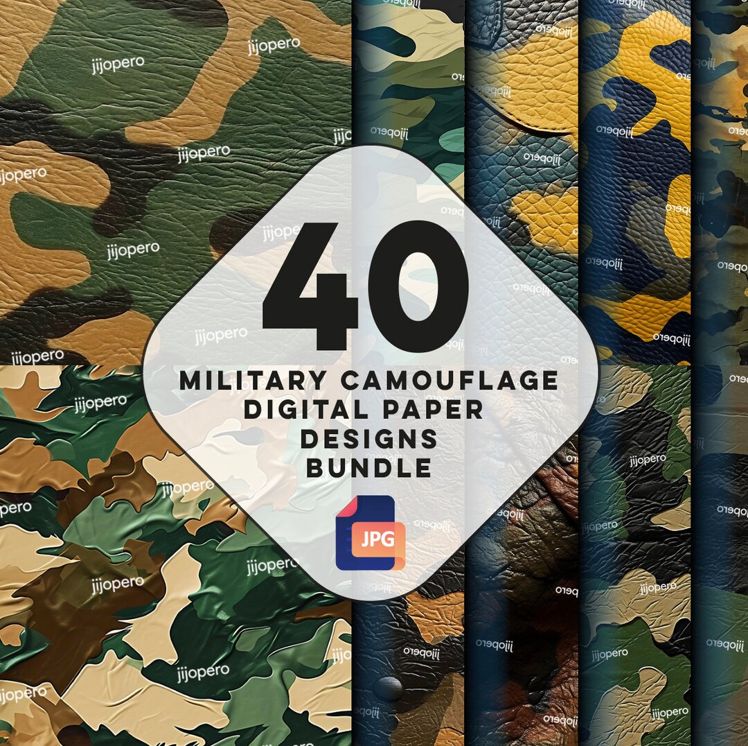 Camouflage Digital Paper Pack 40 Seamless Military Patterns in Various ...