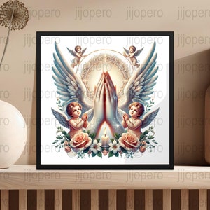 Praying Hands With Angels Digital Art, Religious PNG, Angelic Prayer ...