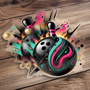 Retro Bowling PNG Clipart, Colorful Bowling Ball Graphic, Instant ...