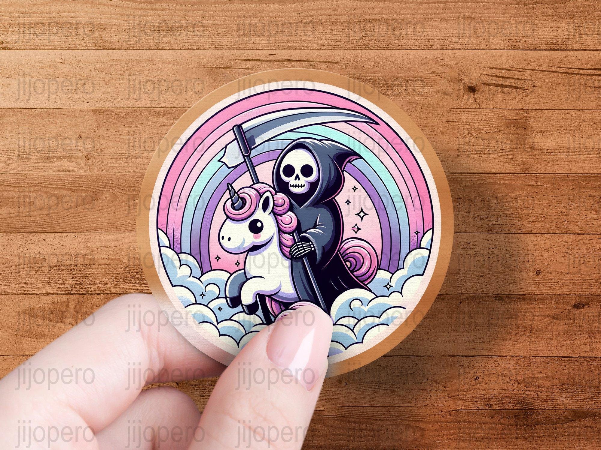 Grim Reaper on Unicorn PNG, Fantasy Digital Art, Dark Cute Aesthetic ...