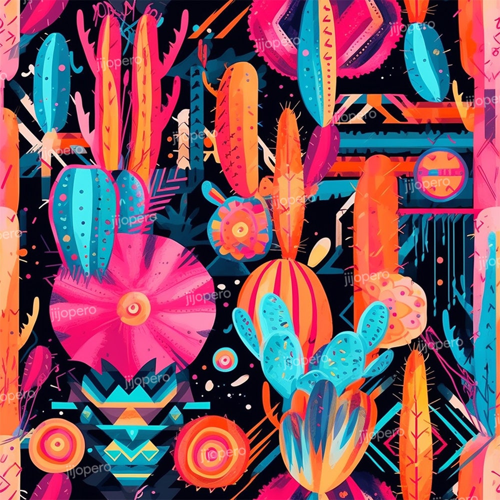 Western Seamless Pattern Digital Paper Cactus Seamless Southwestern ...