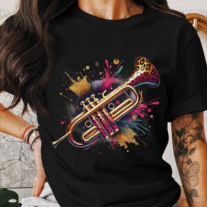 Colorful Abstract Trumpet Art PNG, Digital Download for Wall Decor ...