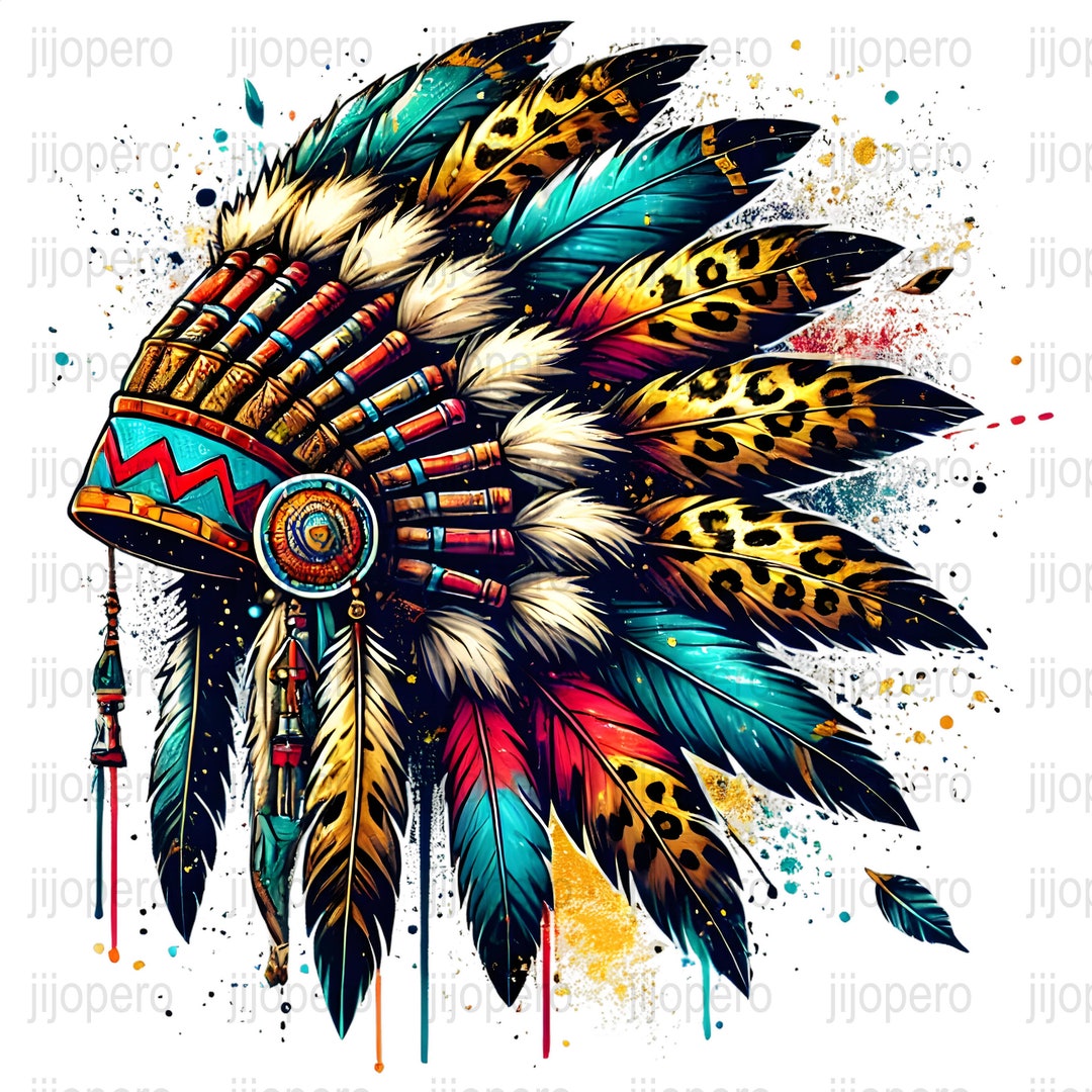 Indian Heritage PNG, Hand-drawn Native American Headdress Art, Digital ...