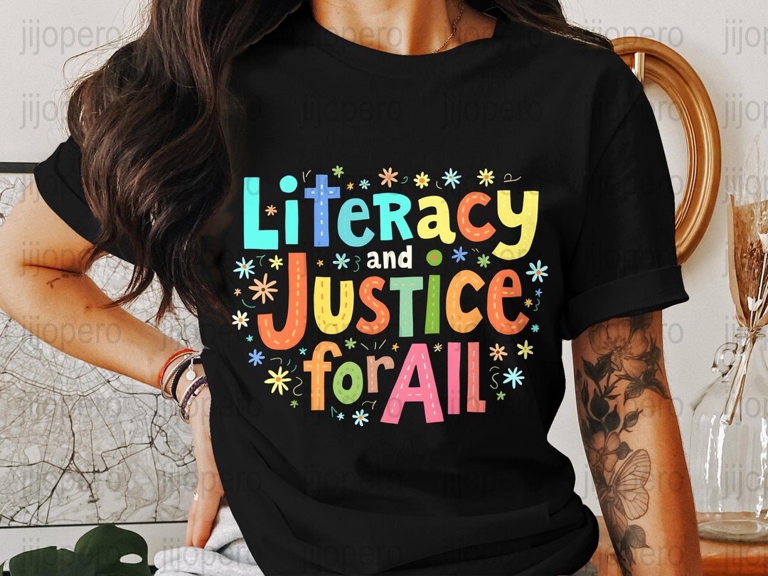 Literacy and Justice for All Printable Wall Art, Colorful Digital Print ...