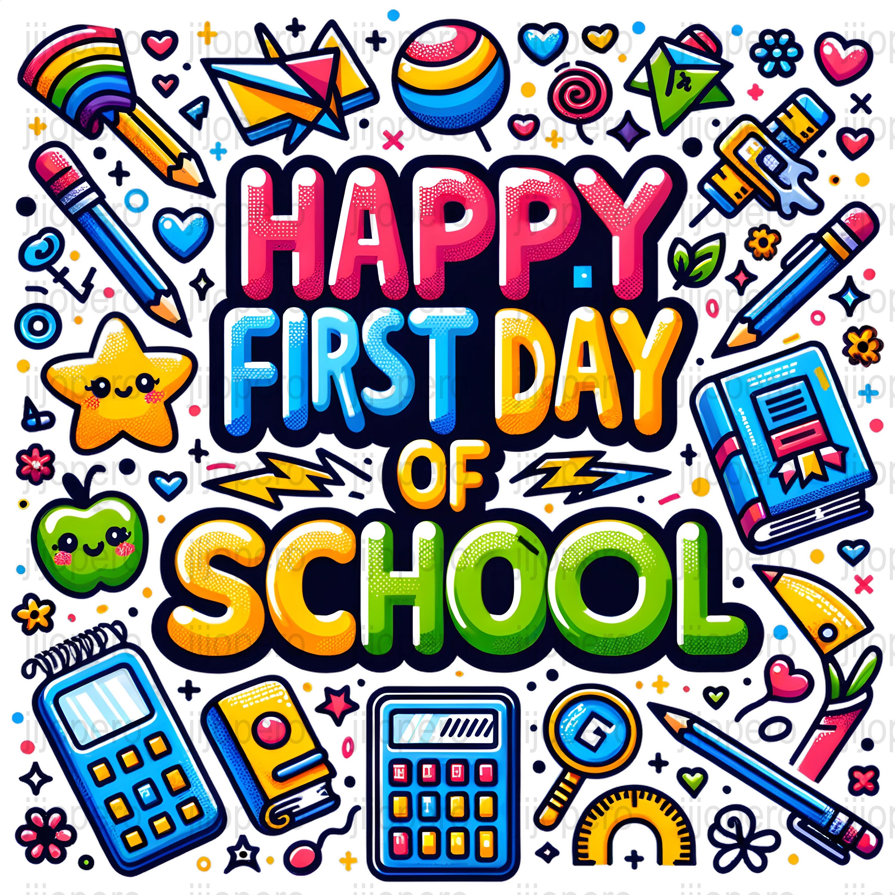 Colorful Happy First Day of School T-shirt, Teacher Gift, Fun Kids ...