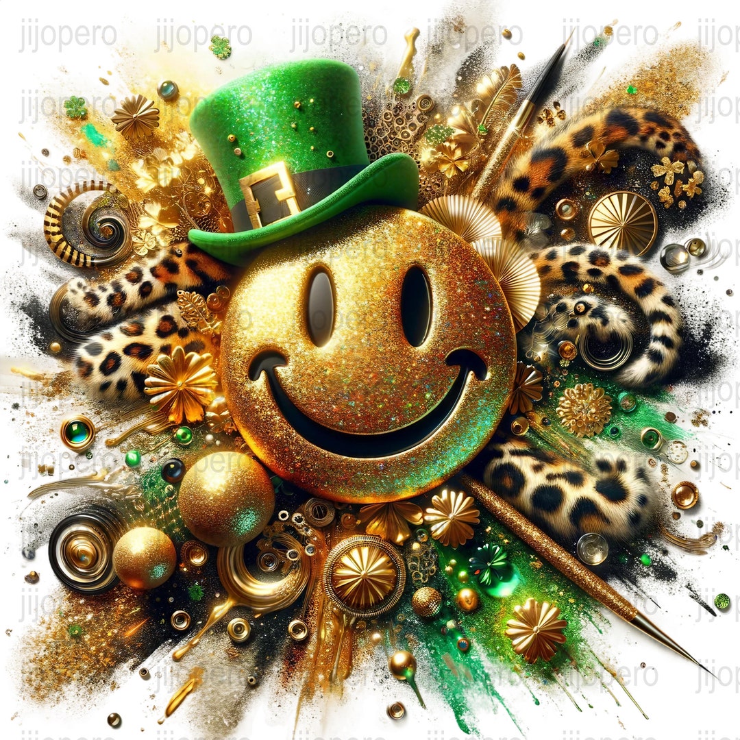 St. Patrick's Day PNG, Smiley Face With Hat, Digital Download, Festive ...
