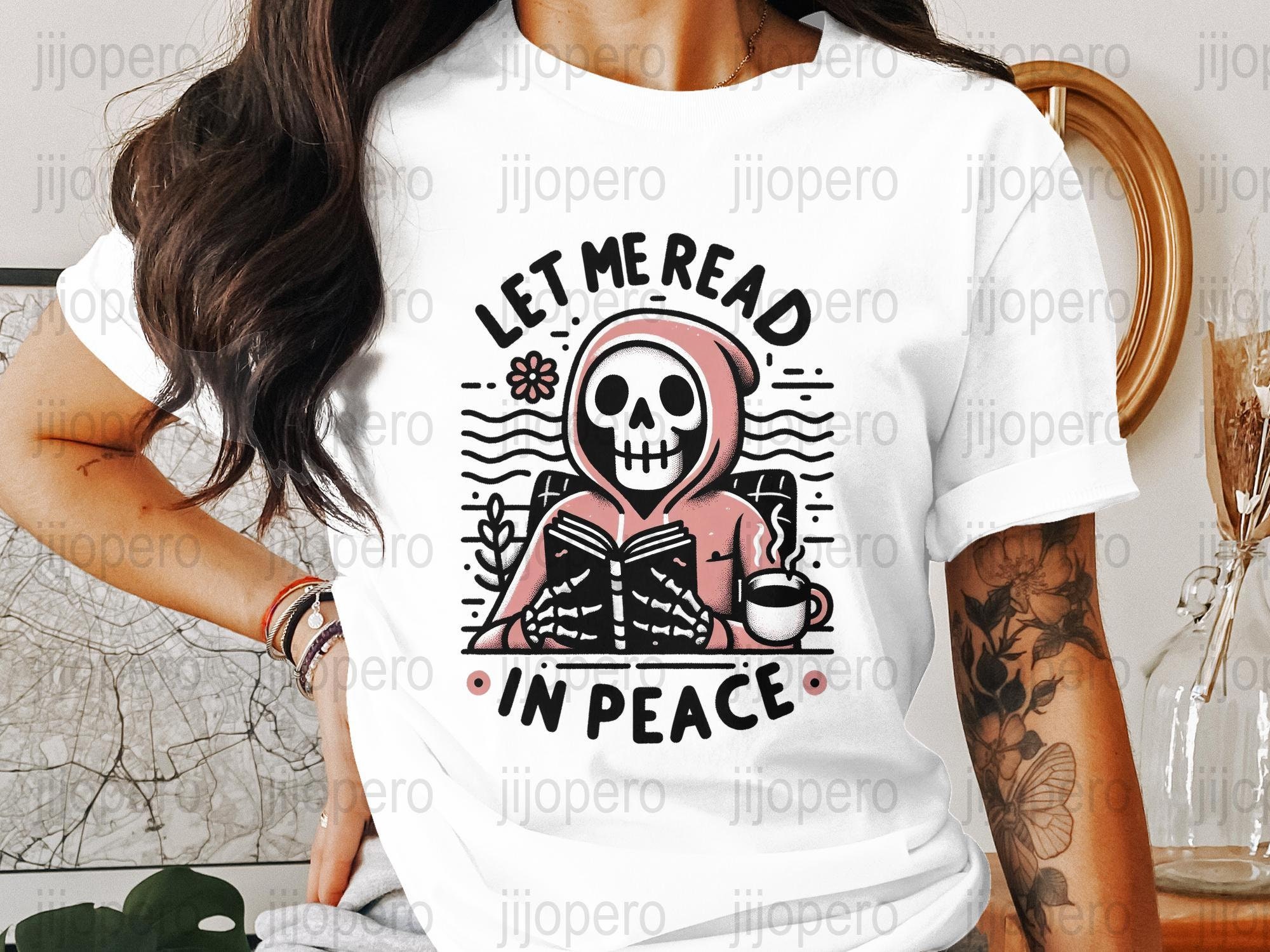Skull Reading Book Art, Let Me Read in Peace PNG, Digital Download ...