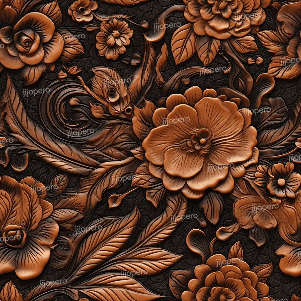 Western Tooled Leather Floral Pattern Jpg Digital Download Seamless ...