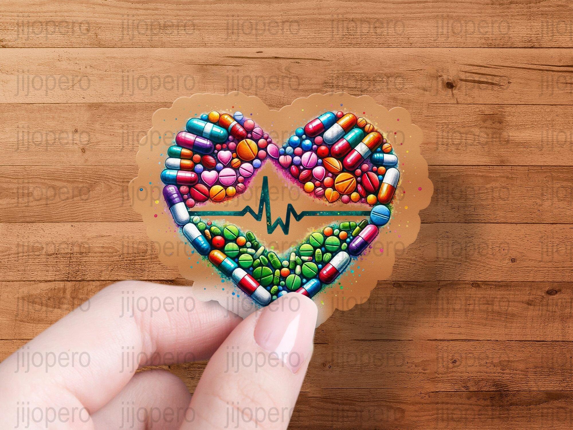 Colorful Pills Heart PNG, Digital Art for Medical Professionals ...