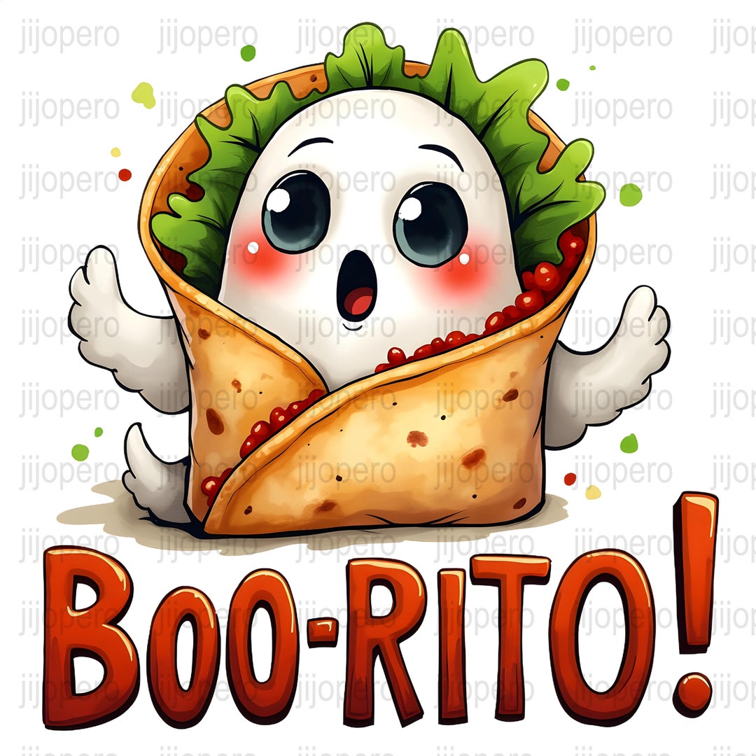 Halloween Boo PNG Cute Funny Burrito Ghost Graphic Clipart, Spooky Boo ...