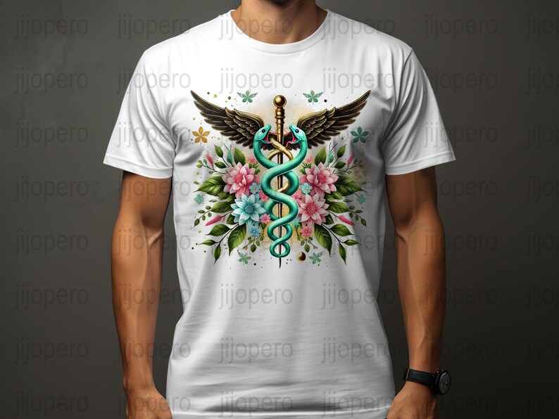 Nurse PNG, Caduceus Medical Symbol, Floral Design, Digital Clipart for ...