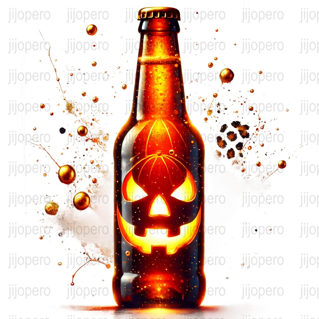 Halloween Beer PNG, Spooky Beer Bottle Clipart, Jack O Lantern Beer Art, Printable Craft Beer ...