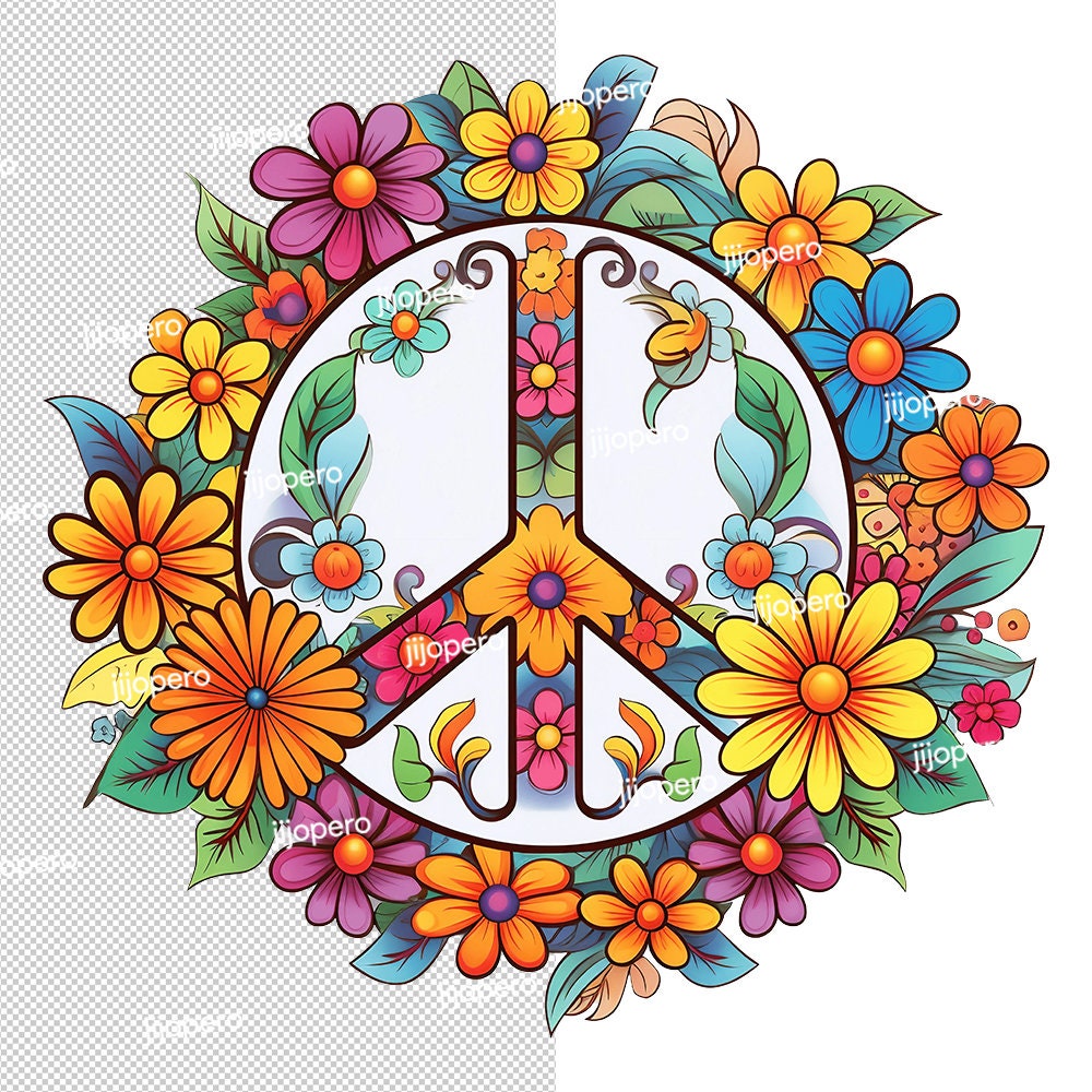 Hippie Flower Png Peace Sign Png Digital Download - Etsy