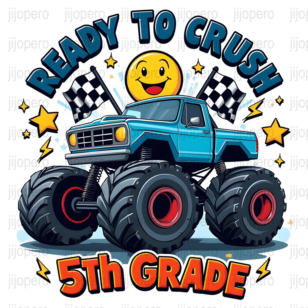 Ready to Crush 5th Grade Digital PNG, Back to School Truck Design ...