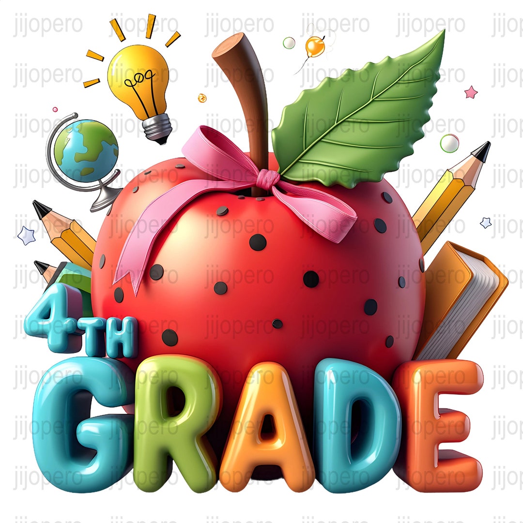 4th Grade Digital Download, PNG Back to School Art, Cute 4th Grade ...