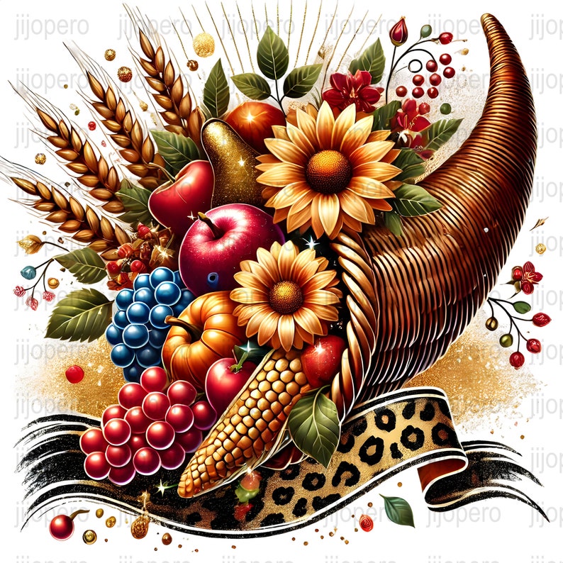 Thanksgiving Cornucopia Clipart, Autumn Harvest PNG, Fall Fruits and ...