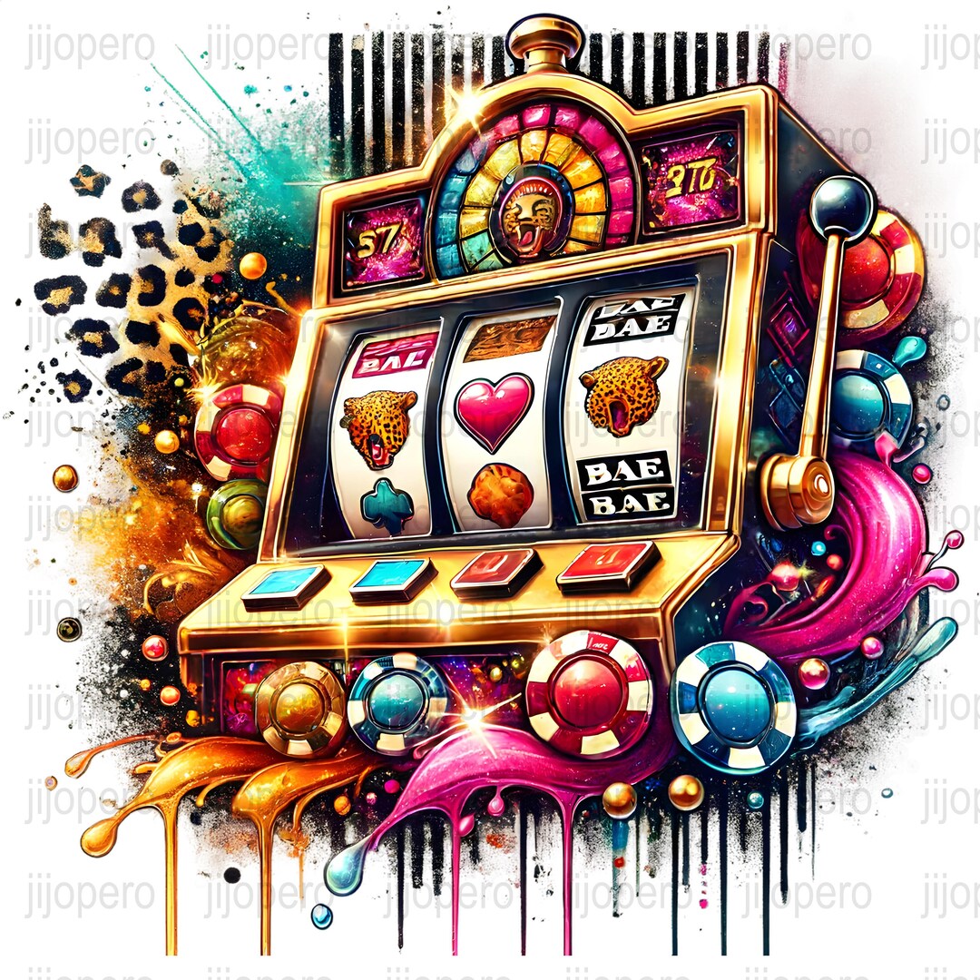Colorful Slot Machine Art PNG, Vibrant Digital Illustration, Casino ...