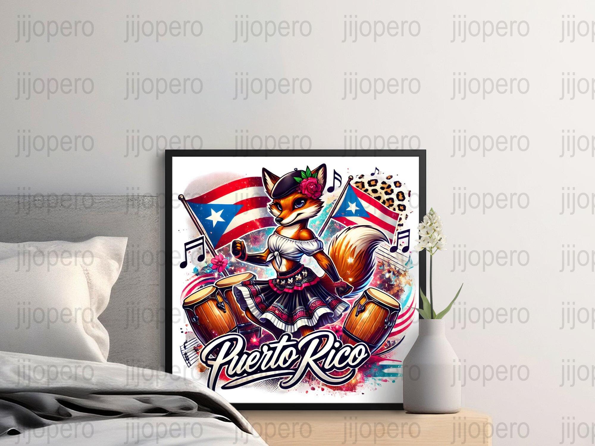 Puerto Rico Fox Digital Art, Colorful Salsa Music Themed PNG, Puerto ...