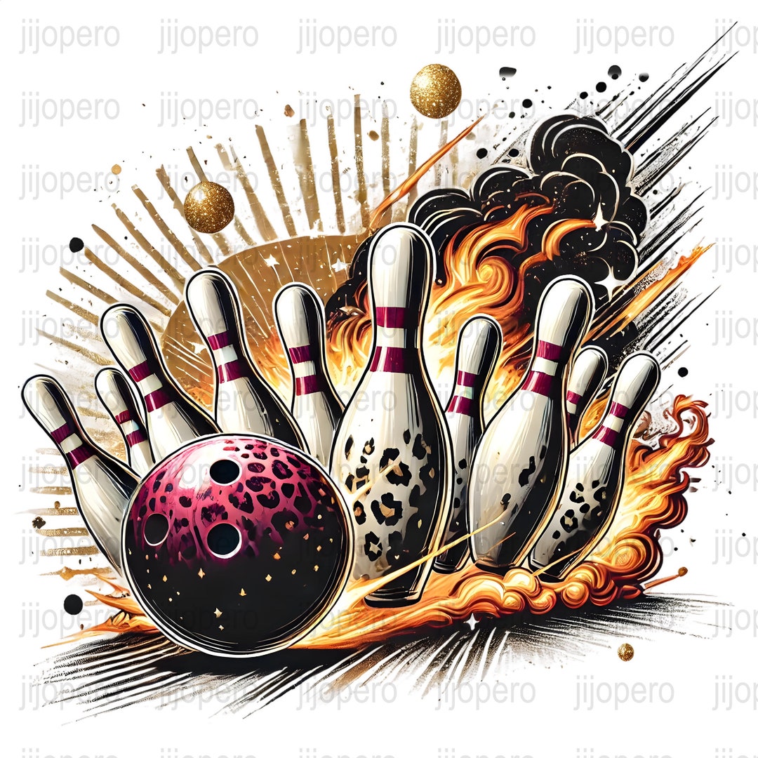 Retro Bowling PNG, Bowling Ball and Pins, Digital Download, Bowling ...