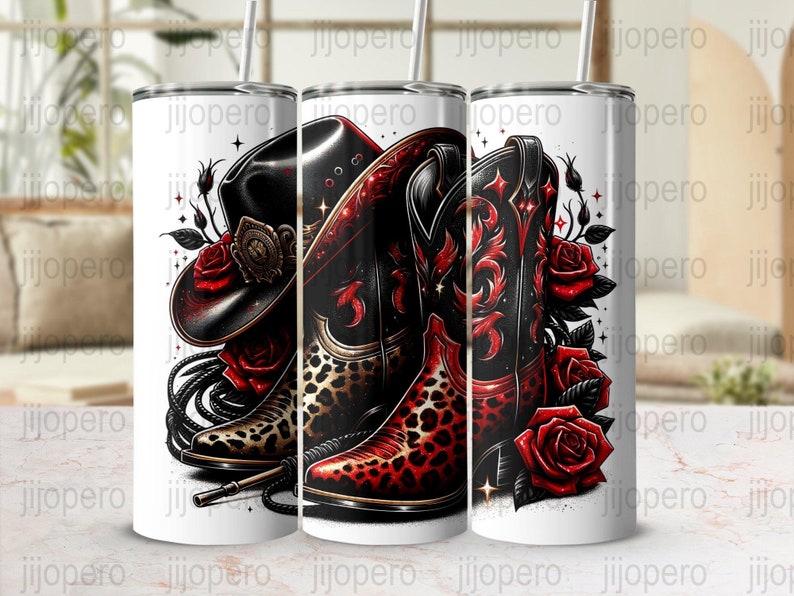 Cowboy Boots and Hat PNG, Western Digital Art, Red Roses Illustration ...