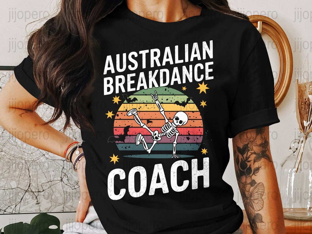 Retro Skeleton Australian Breakdance Coach Humor PNG, Funny Halloween ...