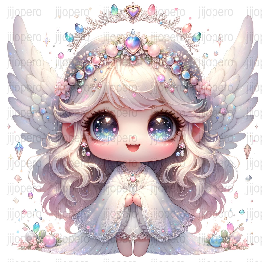 Angelic Digital Art PNG, Cute Fantasy Character Illustration, Sparkly ...