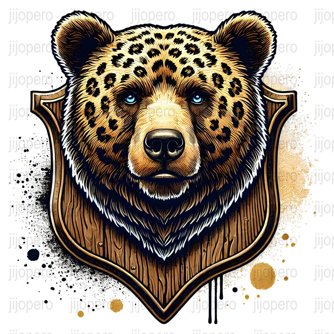 Vintage Bear Illustration PNG, Bear Head Art Printable, Wildlife Wall ...