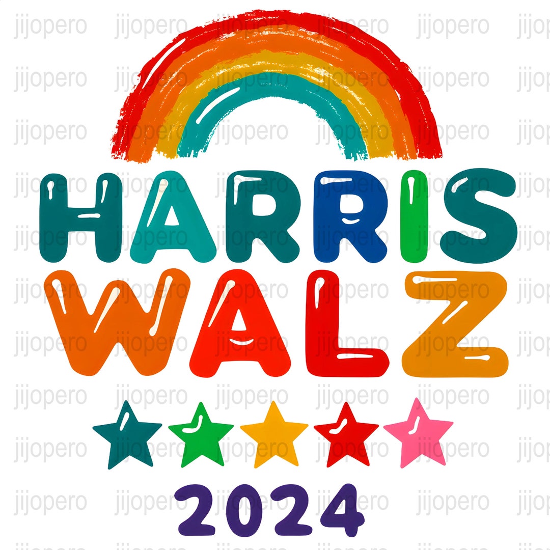 Harris Walz PNG Rainbow Art 2024, Kids Wall Art Print, Colorful Nursery ...