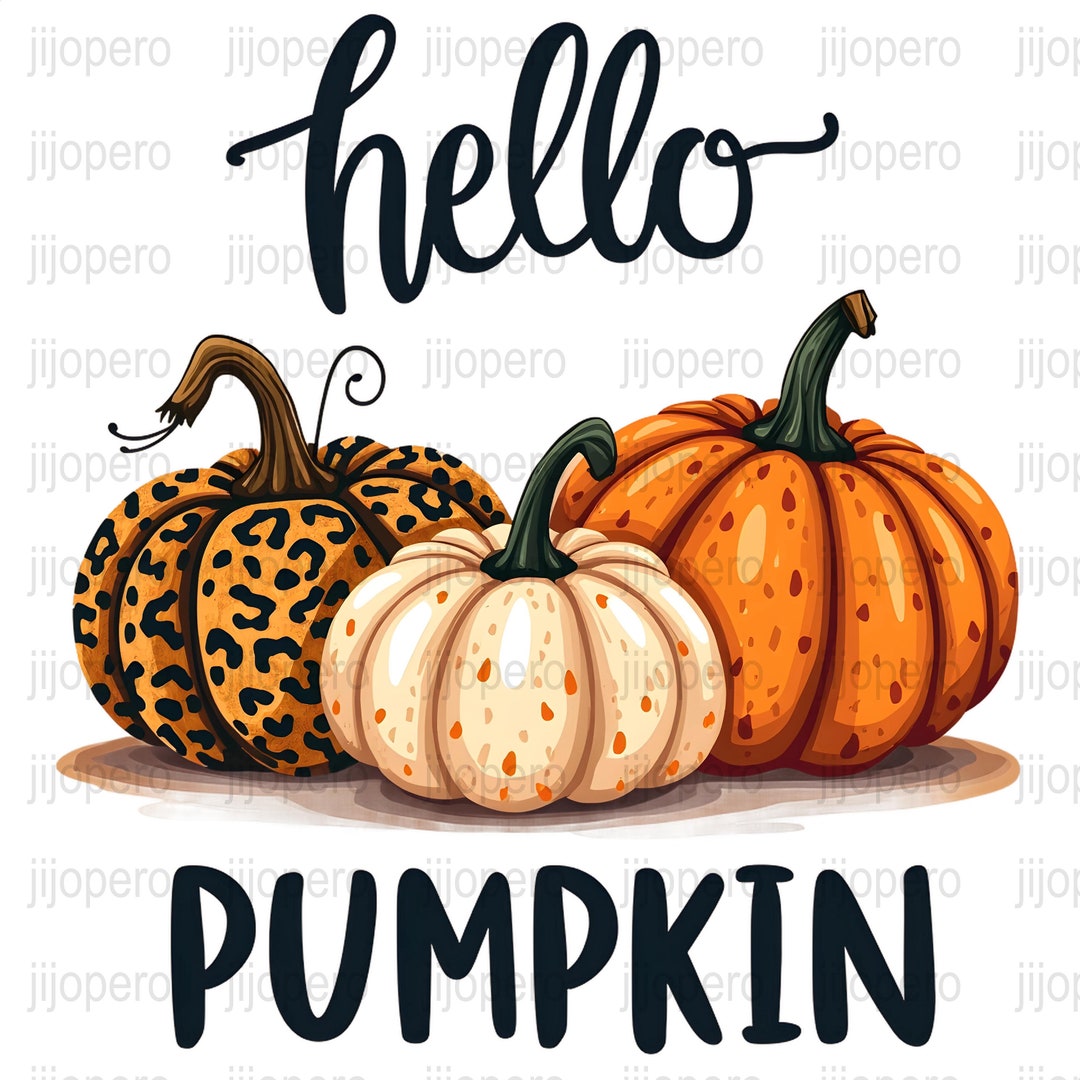 PNG Hello Pumpkin Digital Print, Autumn Pumpkin Illustration, Fall ...