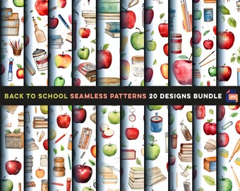 Back to School Pattern Retro School Seamless Repeat Pattern for Fabric ...