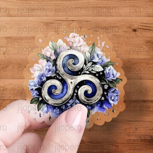 Celtic PNG, Blue Triskele Floral Digital Download, Watercolor Flowers ...