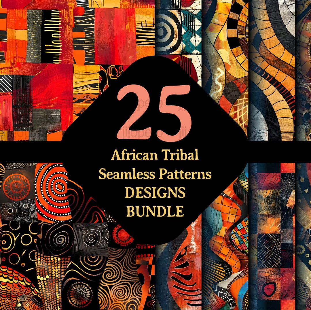 25 Design Bundle African Pattern Digital Wallpaper, Ethnic Background ...