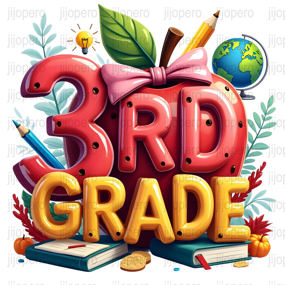 3rd Grade Clipart Digital Download, Third Grade Classroom Decor, Cute ...