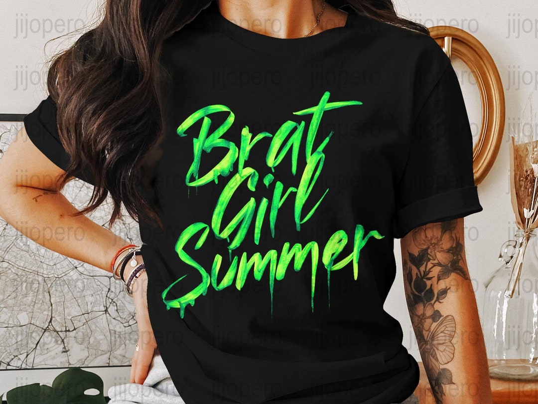 Brat Girl Summer Green Text Art PNG, Bright Lime Digital Download ...