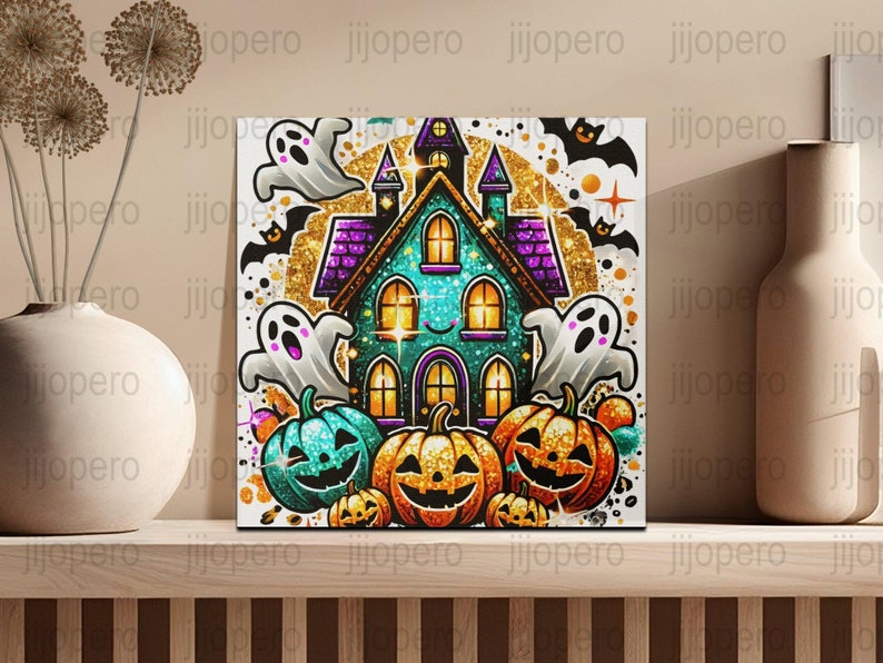 Haunted House Digital Print, Halloween Clipart PNG, Spooky Ghosts ...