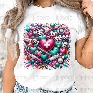 Colorful Heart Medical Art PNG, Nurse Doctor Healthcare Digital Print ...
