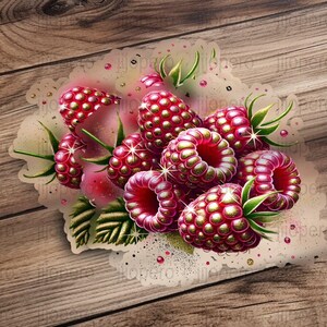 Vibrant Raspberry PNG Digital Art Print, Berry Illustration Printable ...