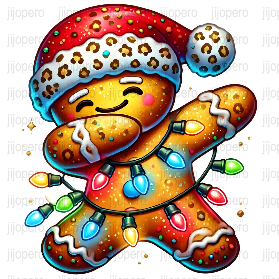 Christmas Gingerbread Man Dabbing PNG, Cute Holiday Digital Sticker ...