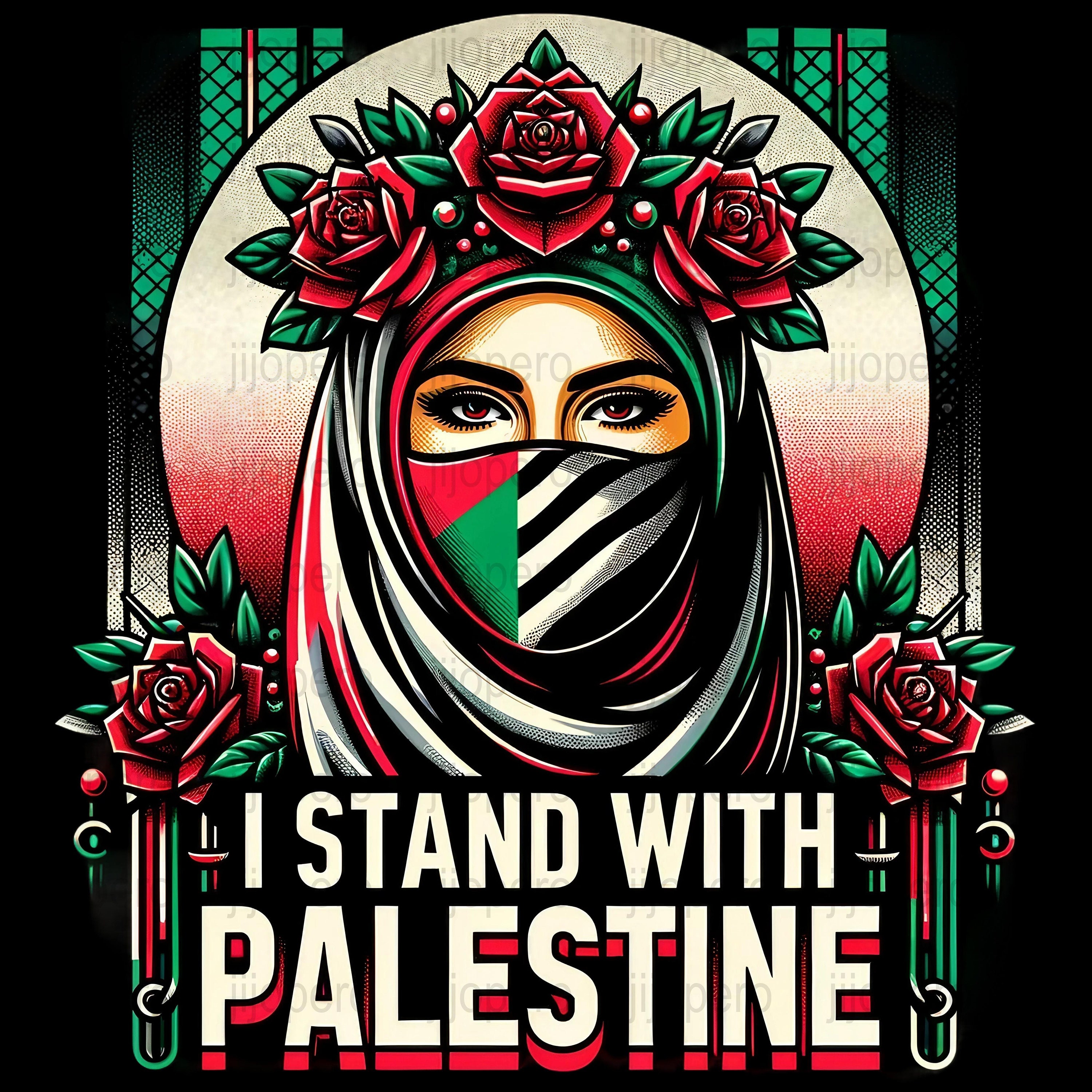 Digital Art PNG, I Stand With Palestine Poster, Floral Political ...