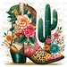Western Floral Cowboy Boot Cactus Digital PNG, Printable Southwestern ...