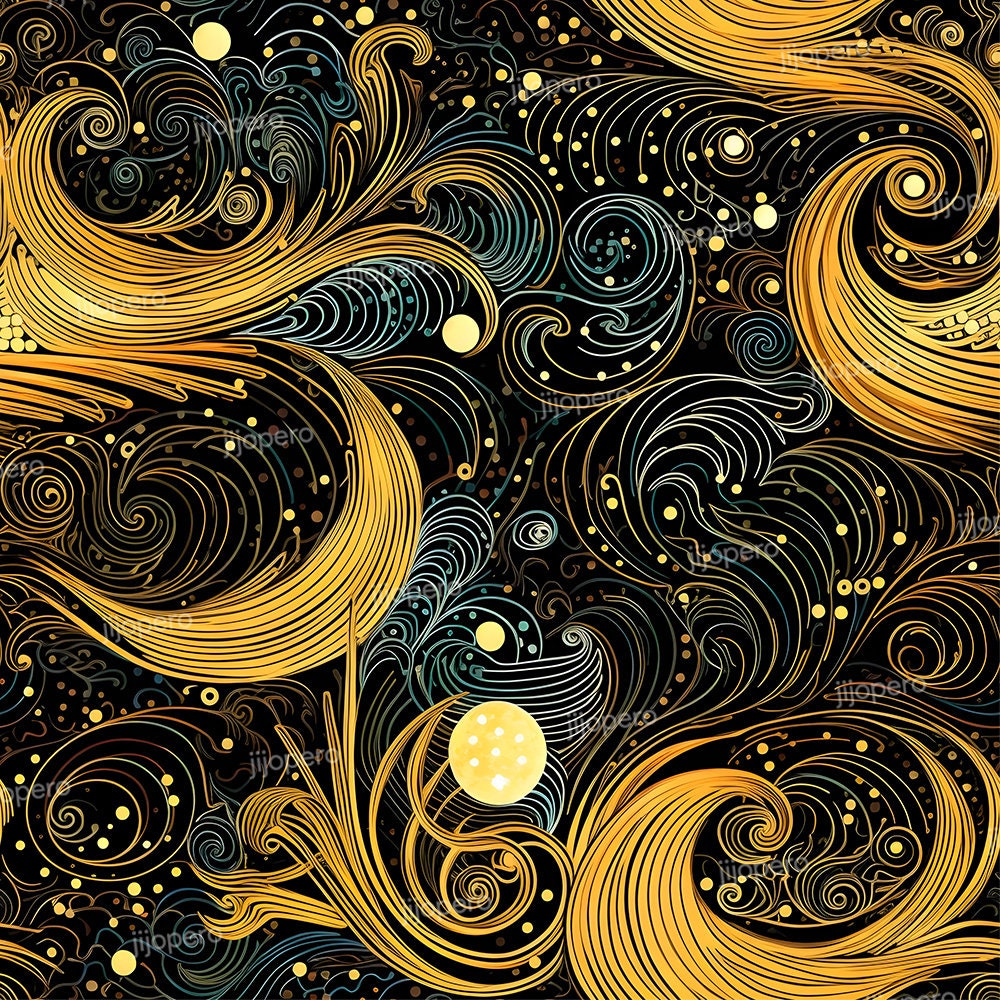 Moon Digital Paper Moon and Stars Seamless Patterns Commercial Use ...