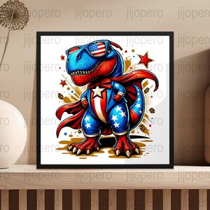 Patriotic Dinosaur PNG, 4th of July Digital Download, T-rex USA Flag ...