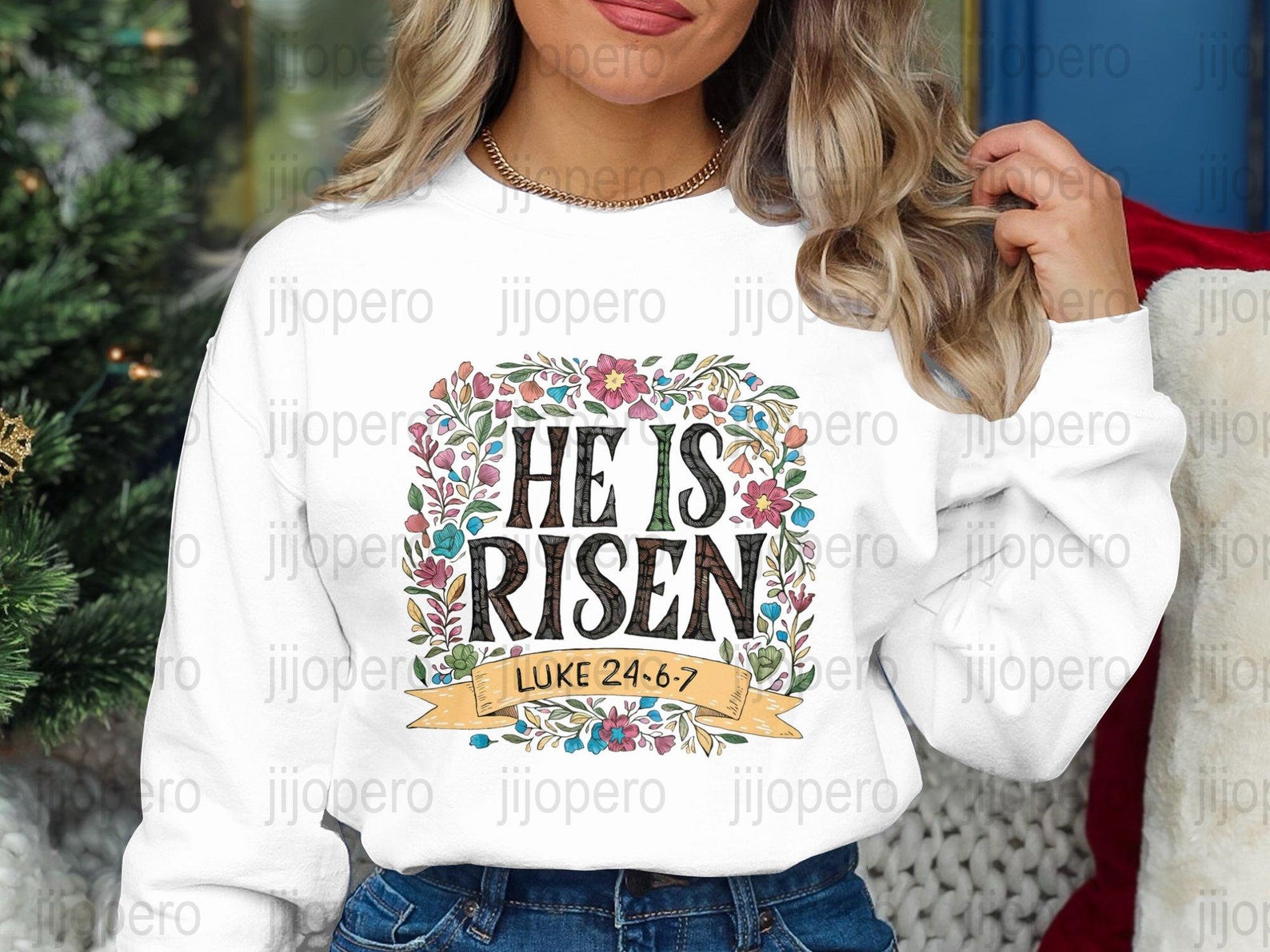 Easter PNG Digital Download, He is Risen, Luke 24.6-7, Spring Floral ...