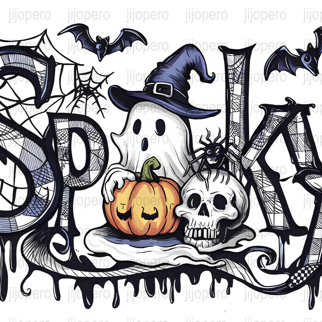 Spooky Halloween Art Printable, Digital Art Print, Halloween Wall Decor ...